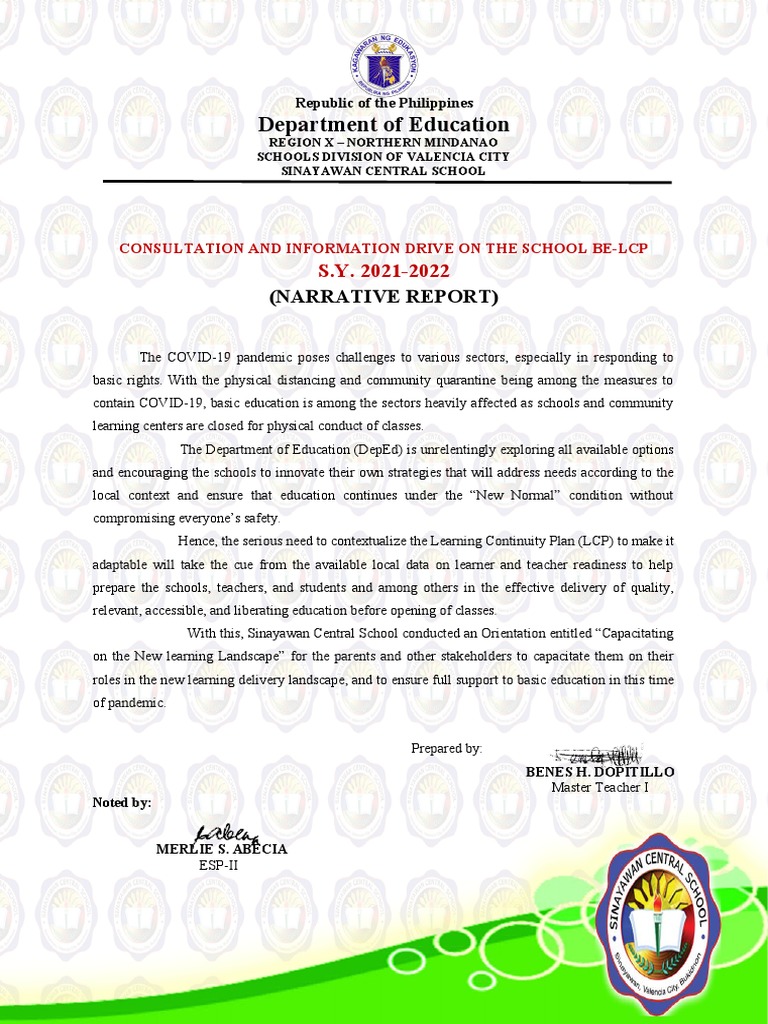 Narrative Report - Consultation and Information Drive | PDF