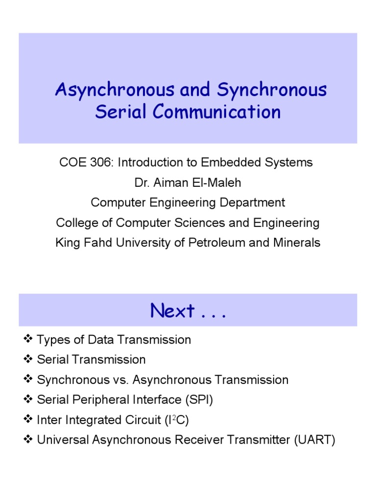 08-Asynchronous and Synchronous Serial Communication | PDF | Bit Rate ...
