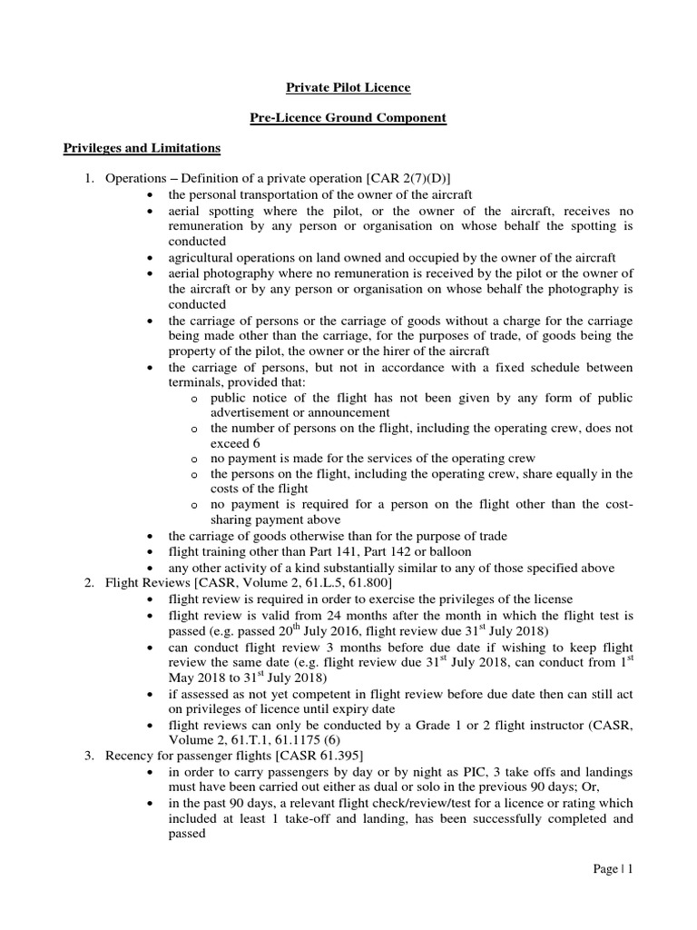 Private Pilot Licence Pre Licence Ground Theory | PDF | Visual Flight ...
