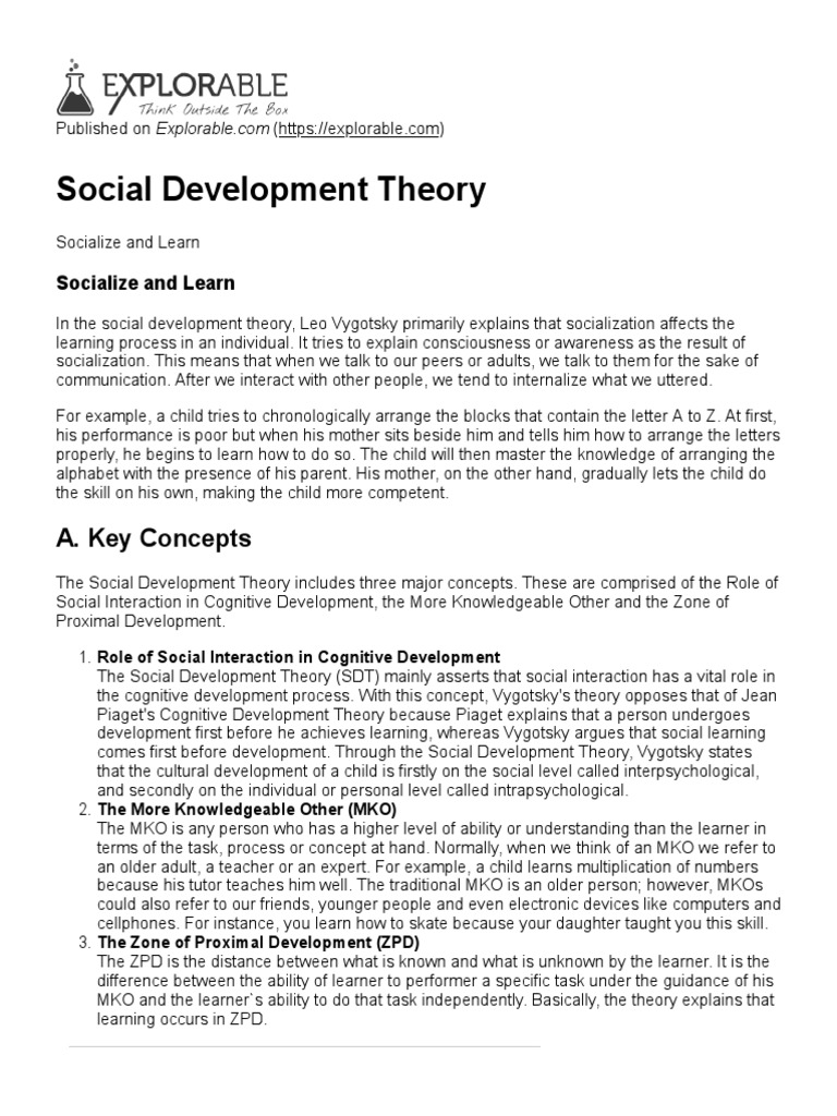 Social Development Theory: A. Key Concepts | Download Free PDF ...