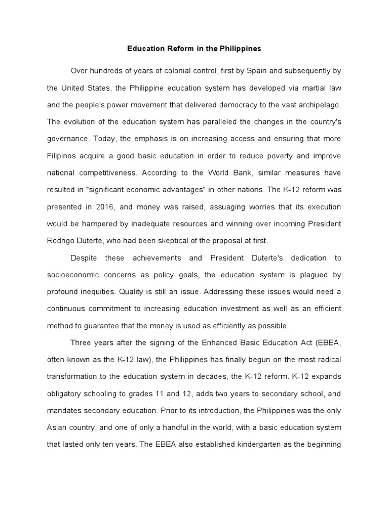 Education Reform in The Philippines | PDF | Education Reform | Philippines