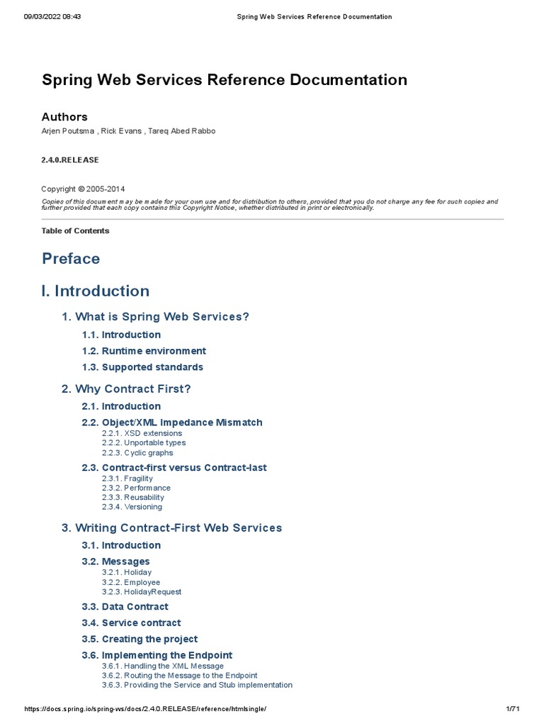 Spring Web Services Reference Documentation | PDF | Xml Schema | Xml
