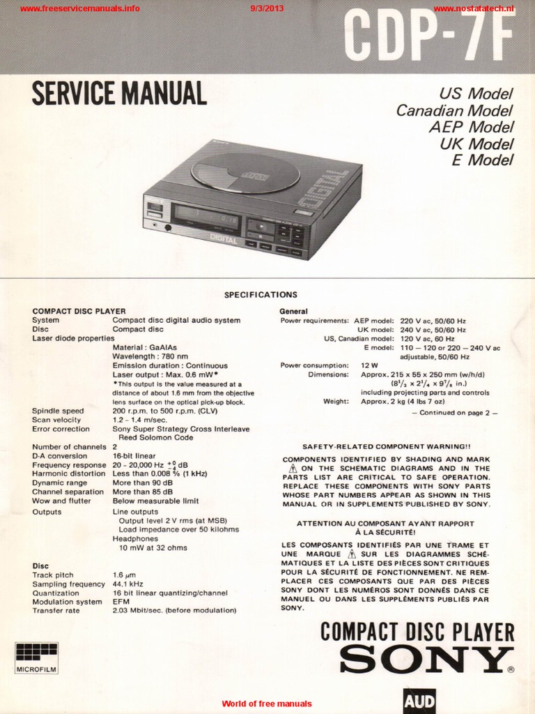 Sony cdp-7f | PDF