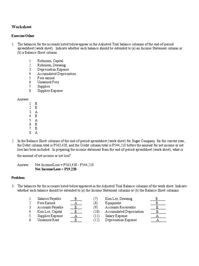 Worksheet Preparation Exercises | Download Free PDF | Expense ...