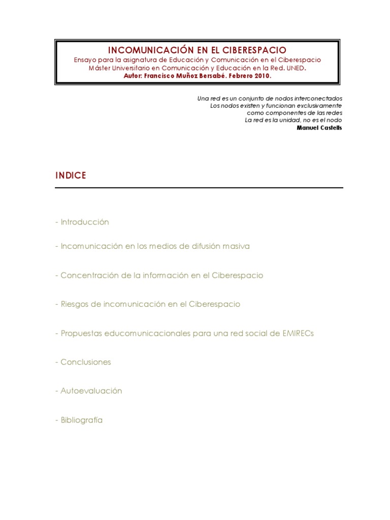 Incomunicacion en El Ciberespacio | PDF | Internet | Comunicación