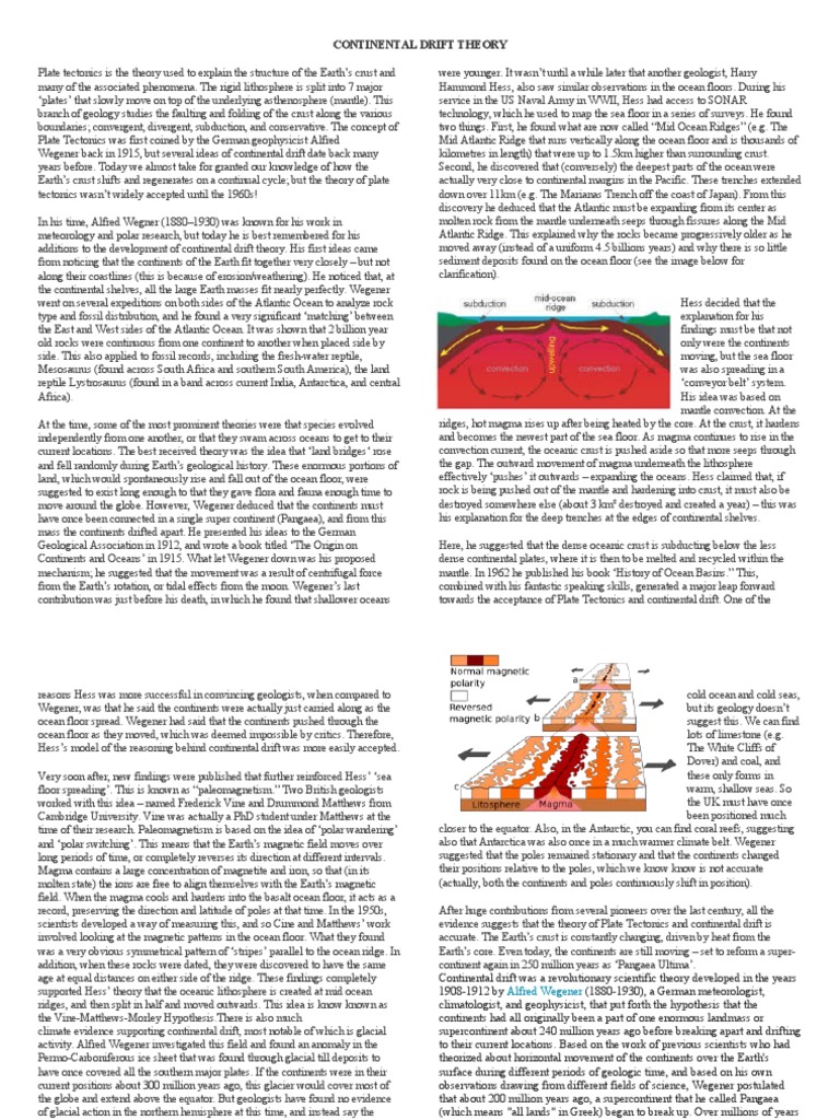 CONTINENTAL DRIFT THEORY Template | PDF | Plate Tectonics | Earth