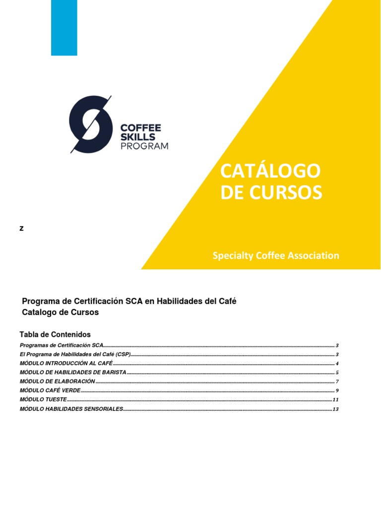 SCA+CSP+Course+Catalog ES | PDF | café | Prueba (evaluación)