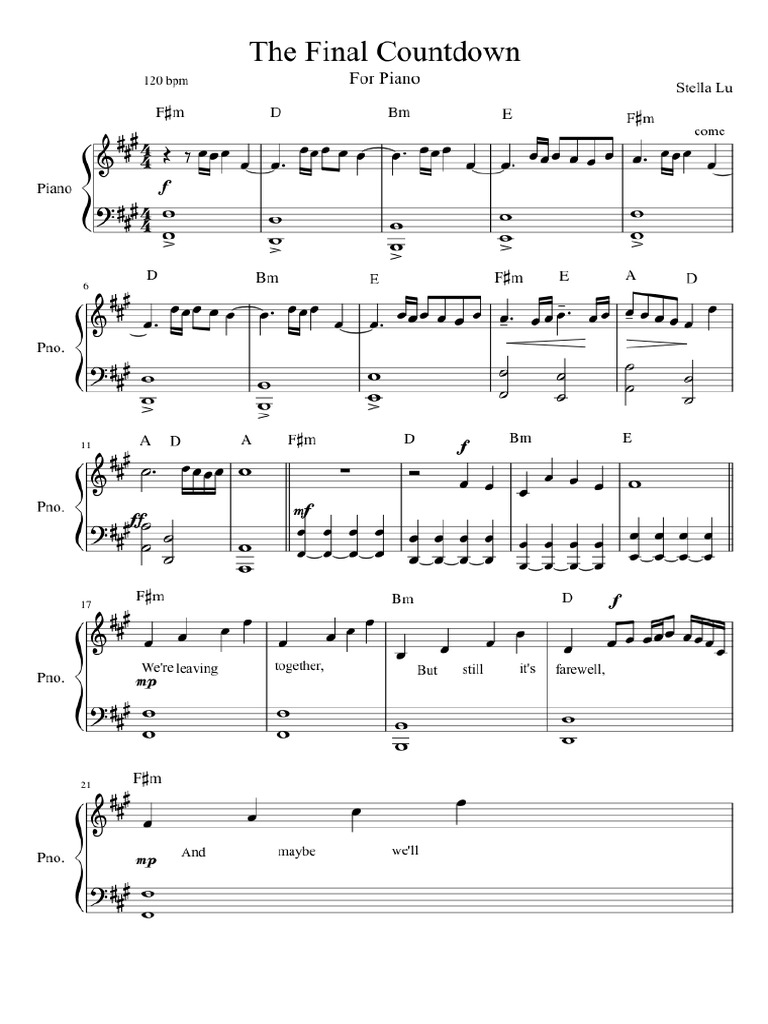 The Final Countdown - Piano | PDF