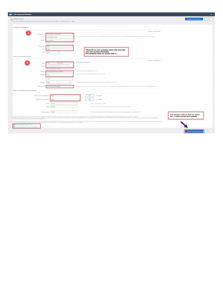 SAP Ariba Registration Form | PDF