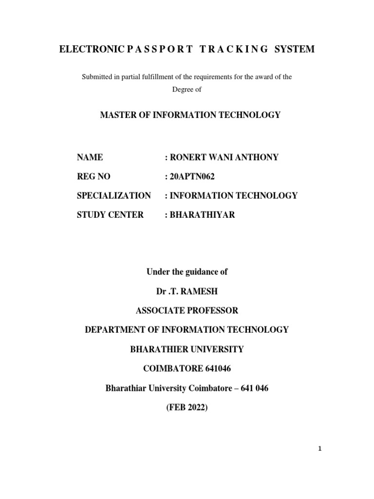 E Passport Tracking System Feb | PDF | Software Testing | Microsoft Sql ...