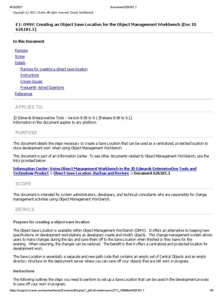 Creating An Object Save Location For The Object Management Workbench ...