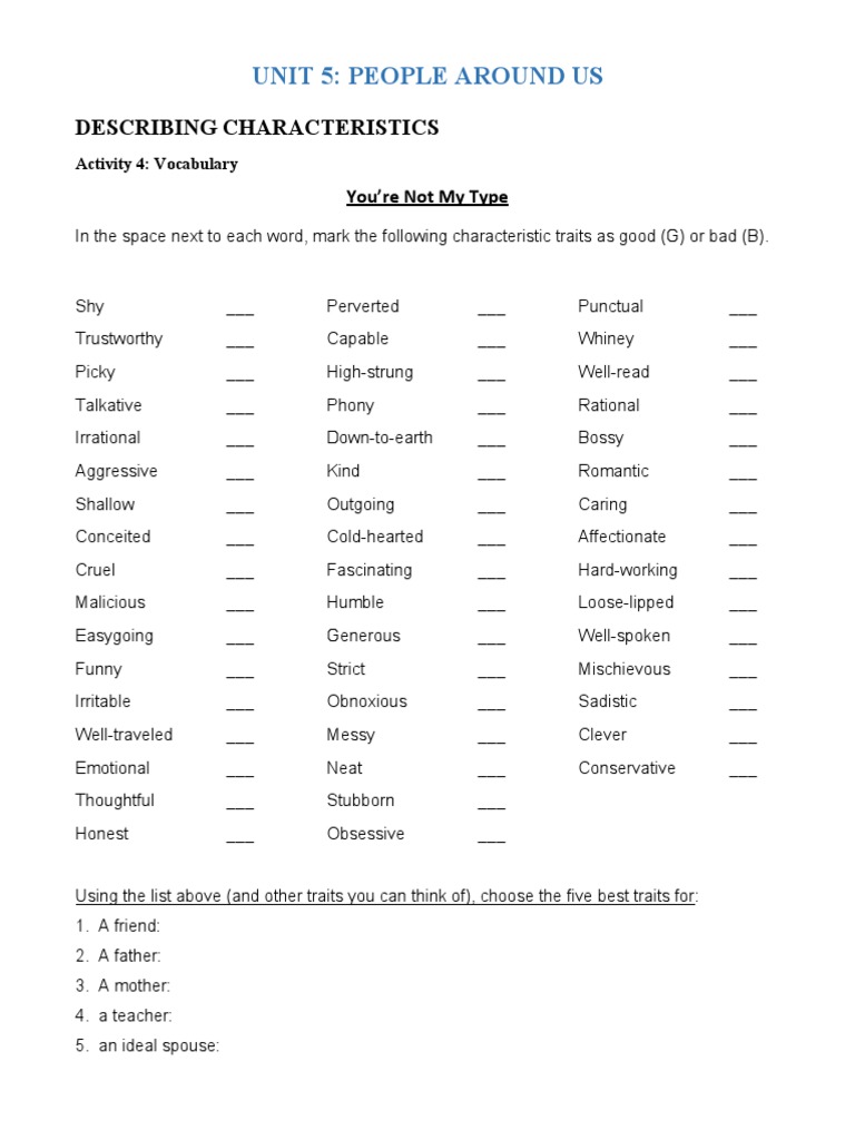 Describing Characteristics | PDF | Cognitive Science | Cognition