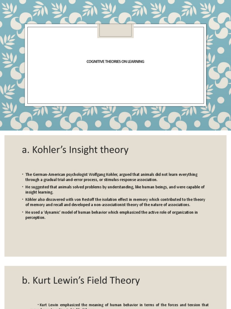 Cognitive Theories On Learning | PDF | Learning | Schema (Psychology)