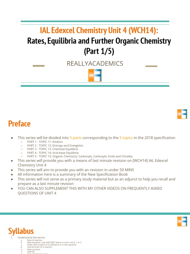 Chemistry Unit 4 Part 1 Reallyacademics | PDF | Reaction Rate | Catalysis