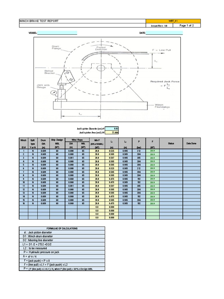 Winch Brake Test Form - WBT | PDF | Brake | Mechanical Engineering
