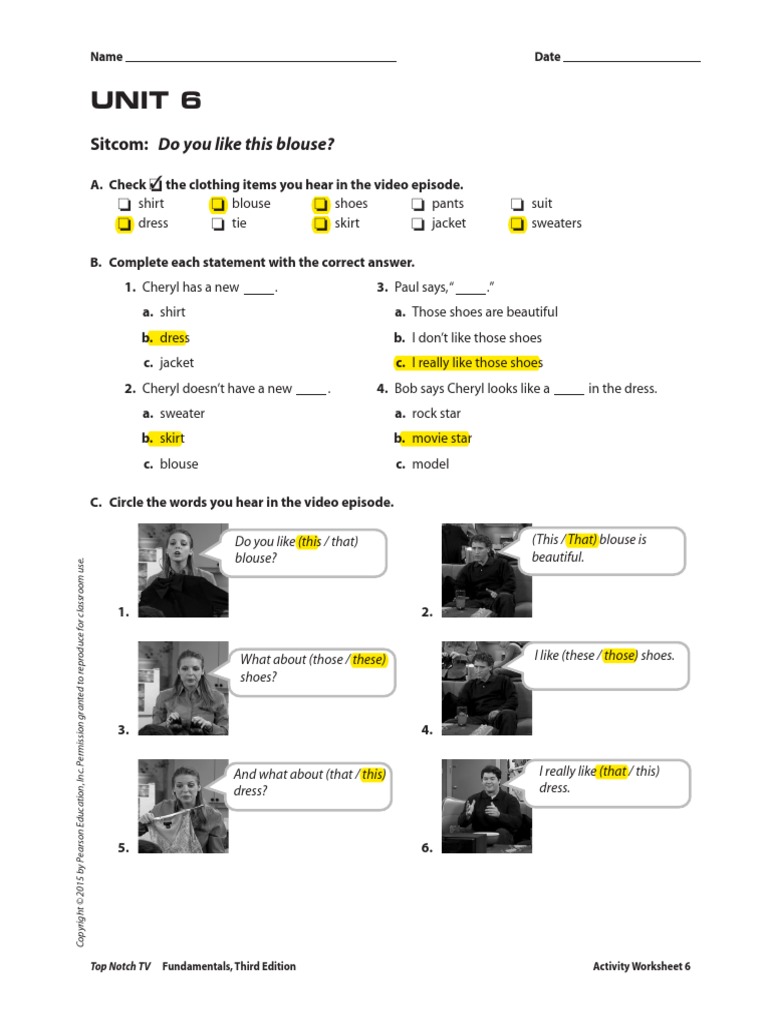 UNIT 06 Video Worksheets | PDF