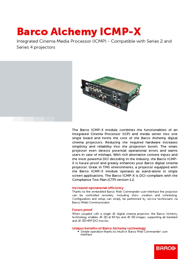 Barco Alchemy ICMP-X Overview | PDF | Computing | Computer Engineering