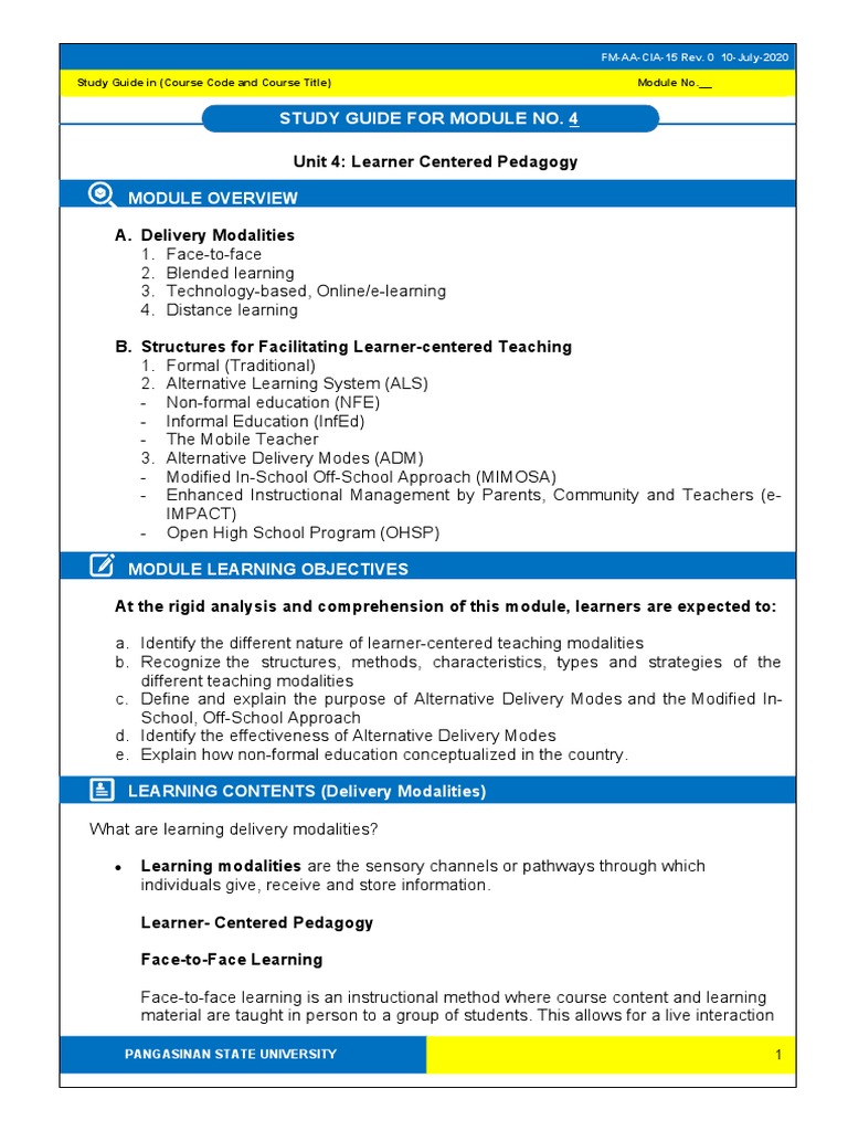 Module 4 A B Learner Centered Pedagogy | PDF | Educational Technology | Learning