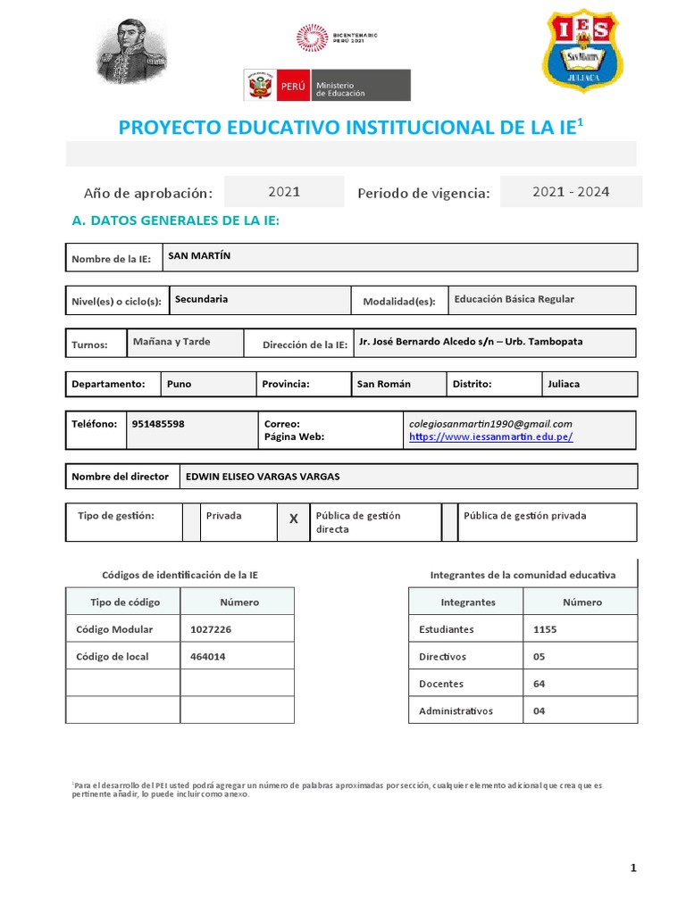 Ie San Martin Pei. | PDF | Plan de estudios | Maestros
