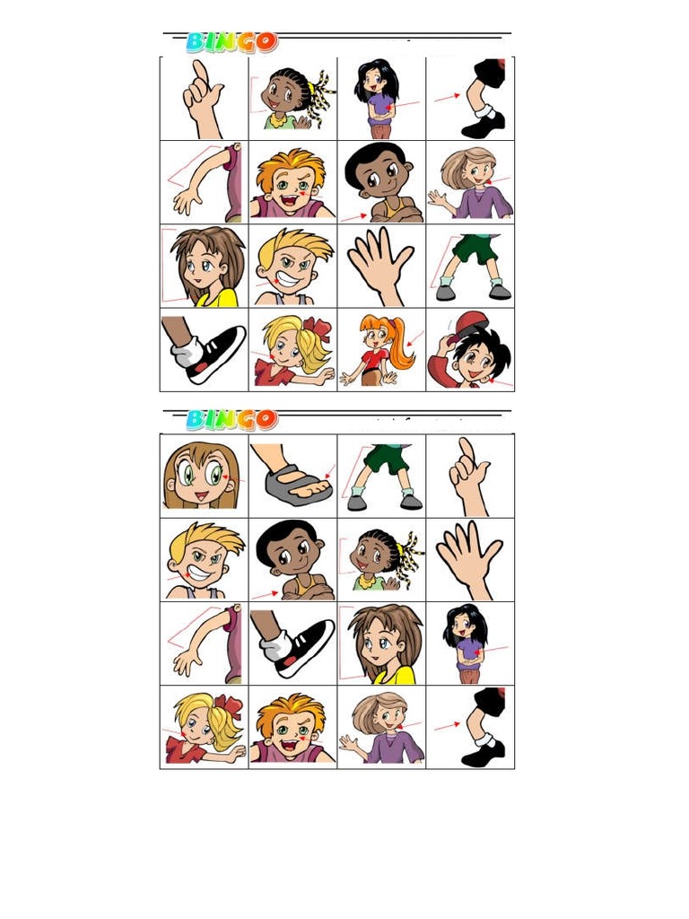 Body Parts - Bingo Game | PDF