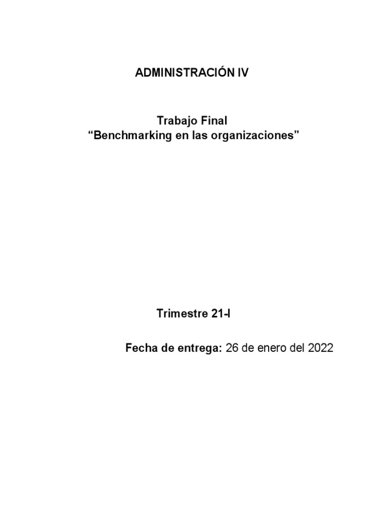Trabajo Final Benchmarking | PDF | Benchmarking | Marketing