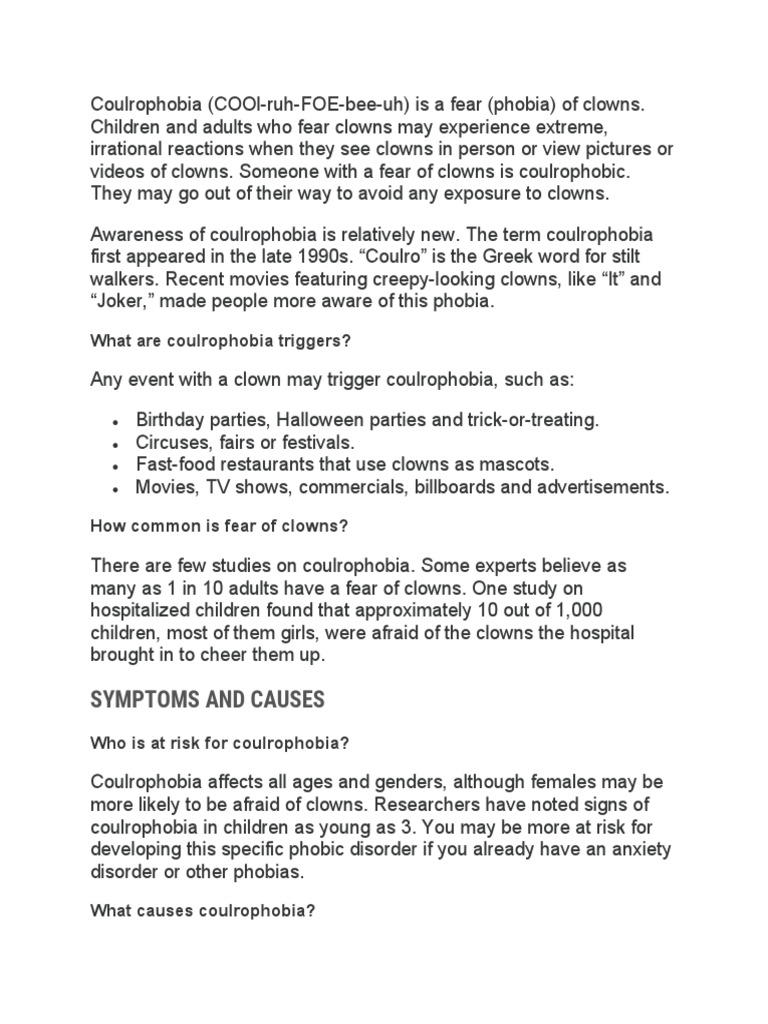 An In-Depth Exploration of Coulrophobia: Understanding the Causes ...