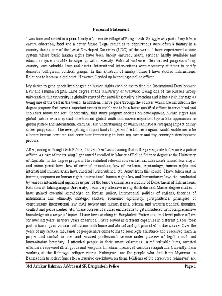 Personal Statement For University of Warwick | PDF