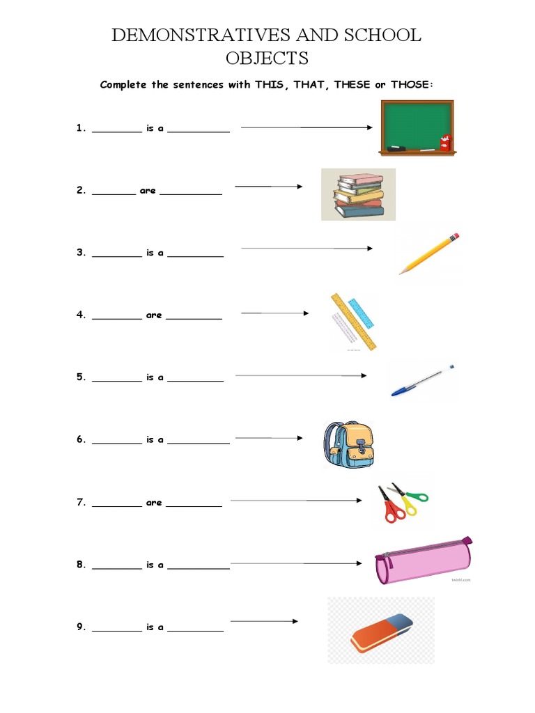 School Object Demonstratives Exercise | PDF | Career & Growth ...