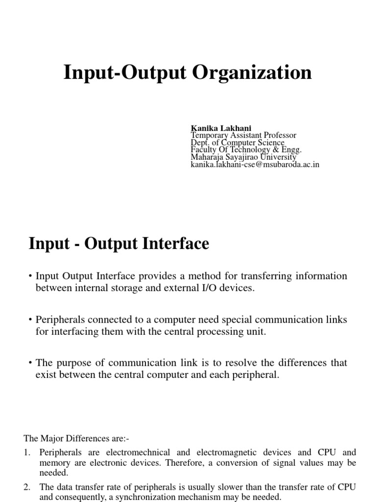 Input Output Organization | Download Free PDF | Input/Output | Central ...
