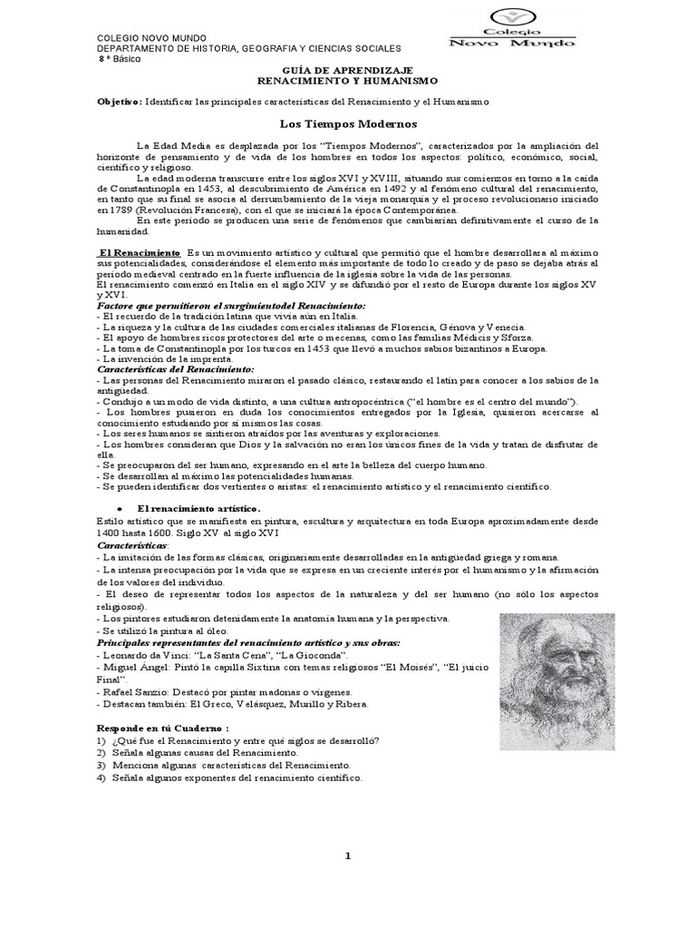 Guia Renacimiento y Humanismo | PDF