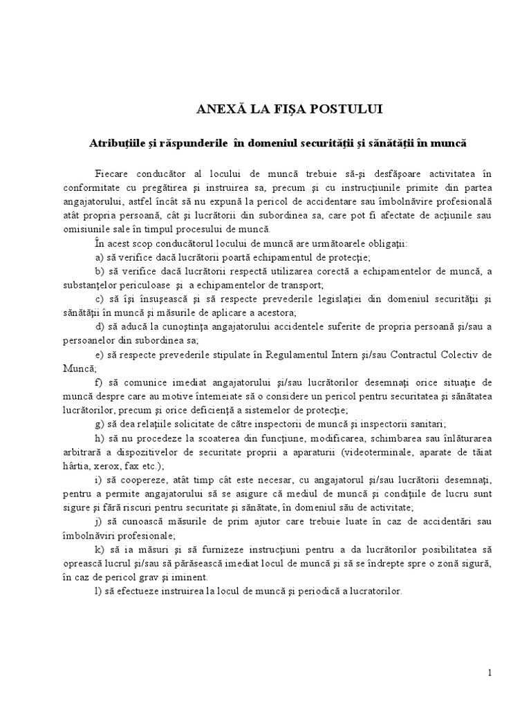 Anexa La Fisa Postului | PDF