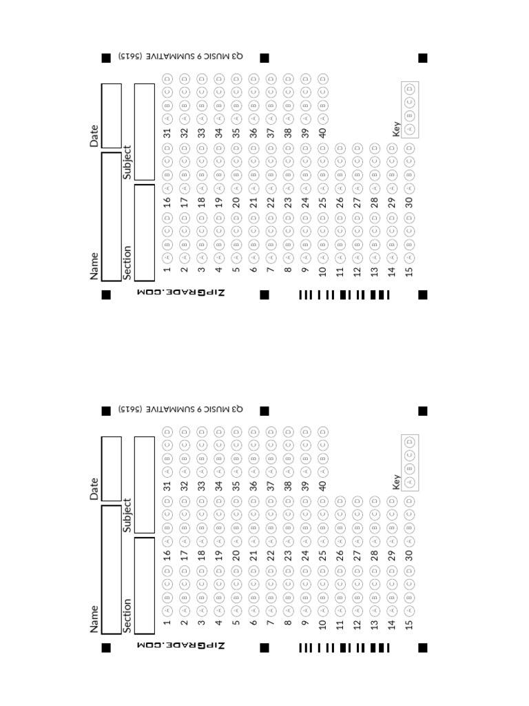 Zipgrade Answer Sheet | PDF