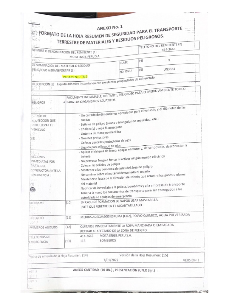 Hoja Msds - Triz | PDF