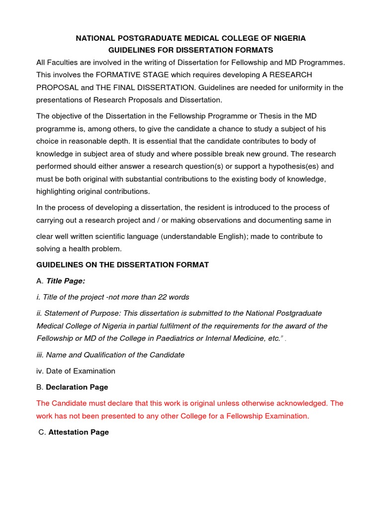 Dissertation Guidelines for Medical Fellows | PDF | Thesis | Doctor Of ...