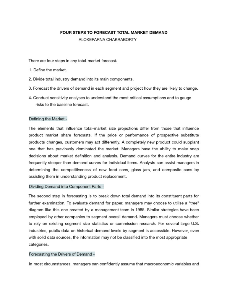 Four Steps to Total Market Demand Forecasting | PDF | Demand | Forecasting