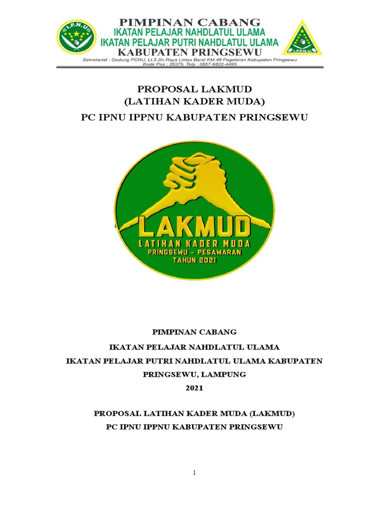 Contoh Proposal Lakmud PC Ipnu Ippnu Pringsewu Lampung | PDF