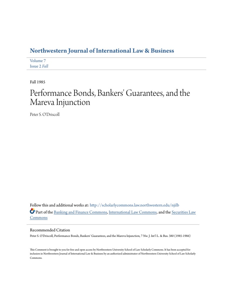 Performance Bonds and Mareva Injunctions | PDF | Letter Of Credit | Guarantee