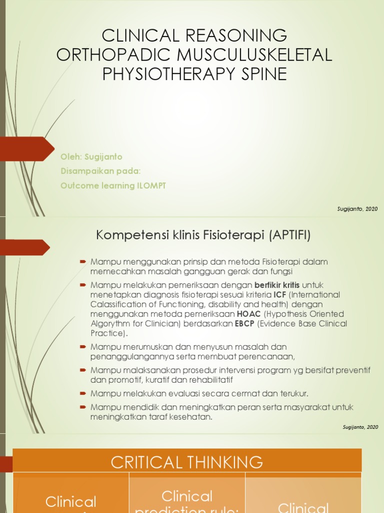 Clinical Reasoning OMPT Spine | PDF | Sains & Matematika