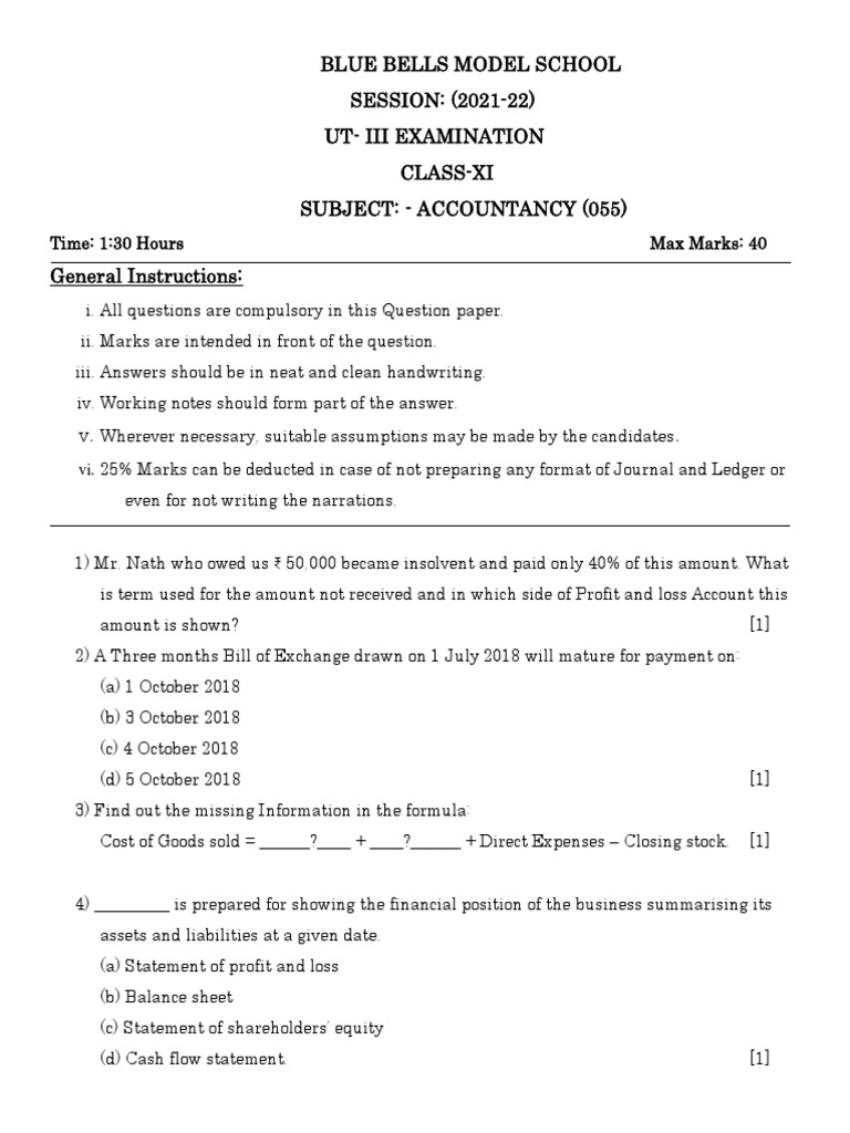 Accountancy Sample Paper | PDF | Debits And Credits | Economies