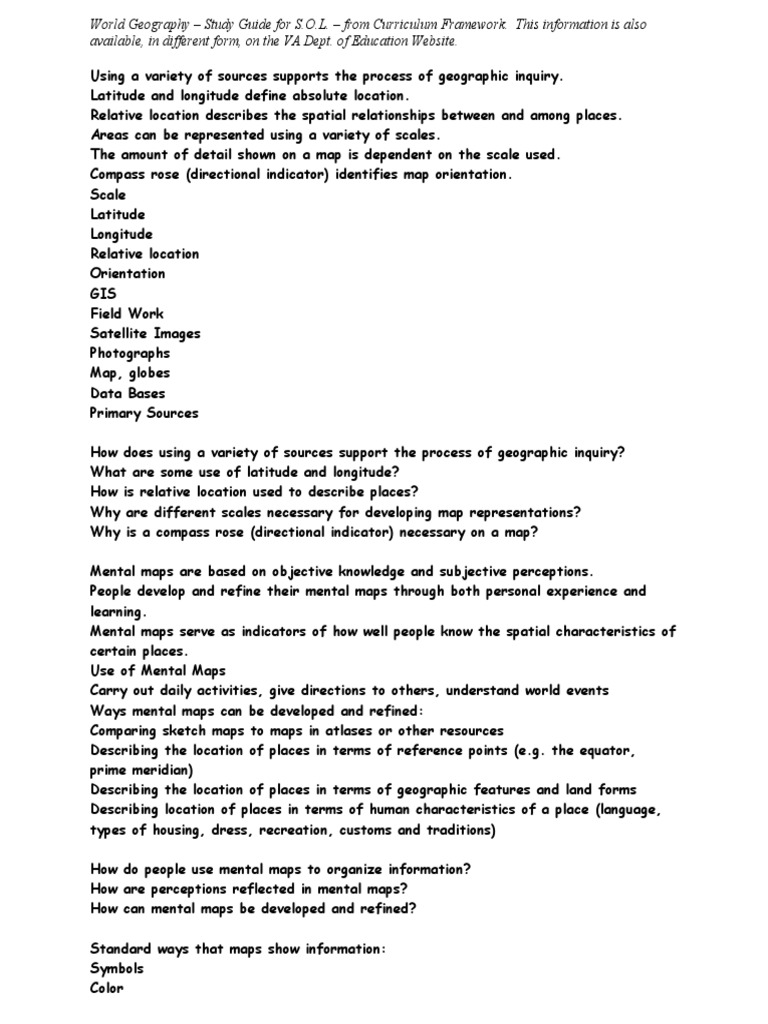 World Geography Curriculum Framework Project | PDF | Map | Climate