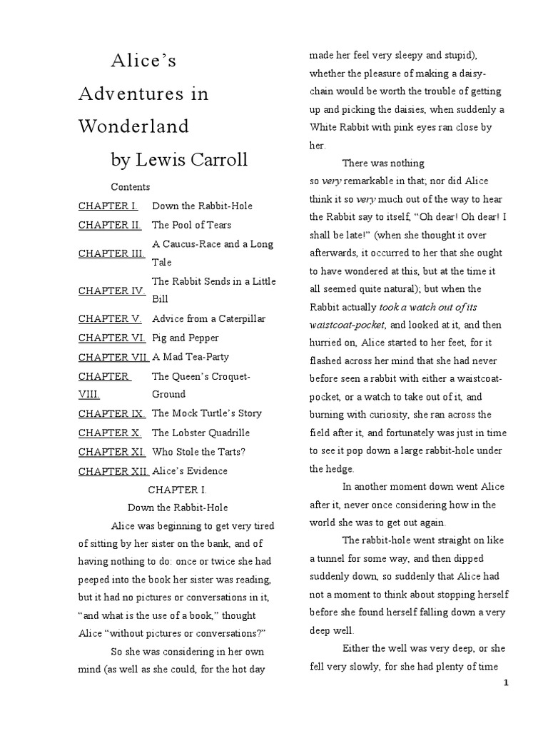 Alice's Adventures in Wonderland | PDF | Alice's Adventures In Wonderland