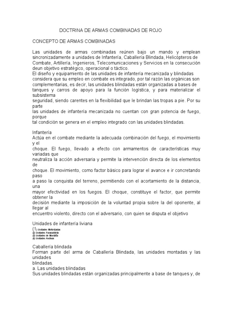 Doctrina de Armas Combinadas de Rojo | PDF | Brazos combinados | Infantería