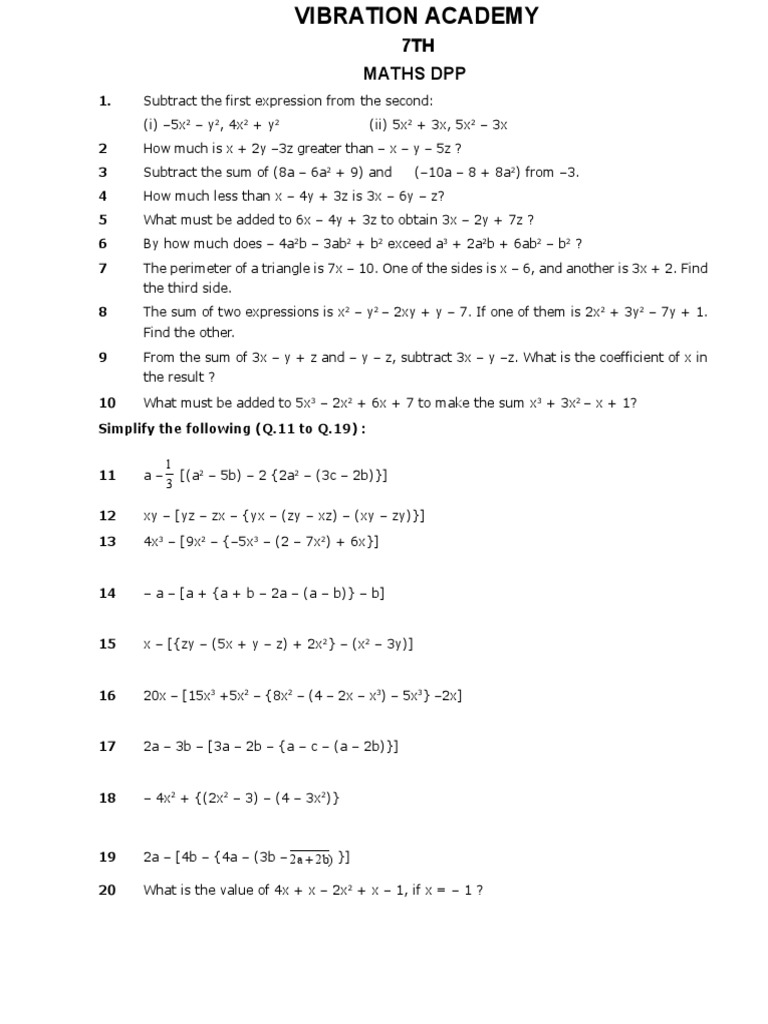 7th Maths DPP 2 280222 | PDF | Area | Rectangle