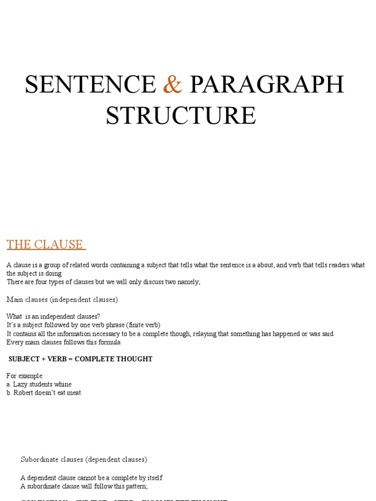 Sentence Structure | PDF | Sentence (Linguistics) | Clause