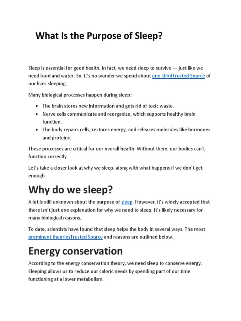 What Is The Purpose of Sleep?: Why Do We Sleep? | Download Free PDF ...