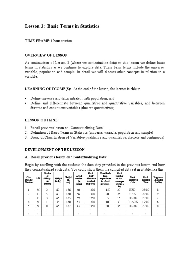 Basic Statistics Terms Explained | PDF | Quantitative Research ...