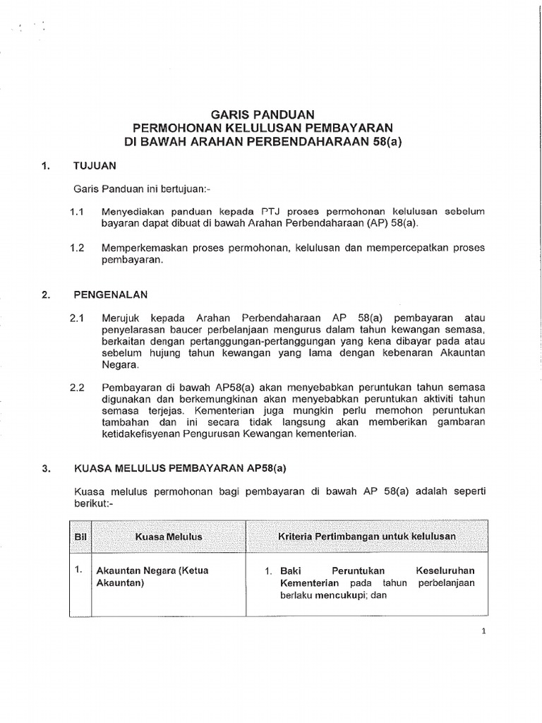 Garis Panduan Permohonan Pembayaran AP58 (A) | PDF