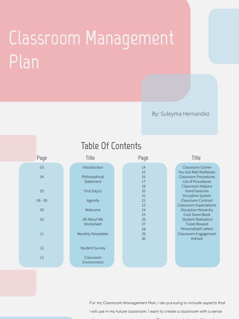 Classroom Management Plan | Download Free PDF | Classroom Management ...