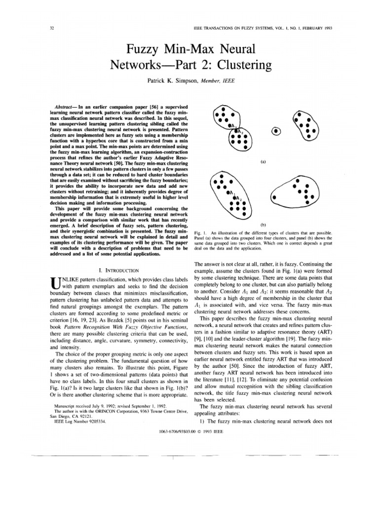 Fuzzy Min Max Neural Network Part 2 Clustering Pdf