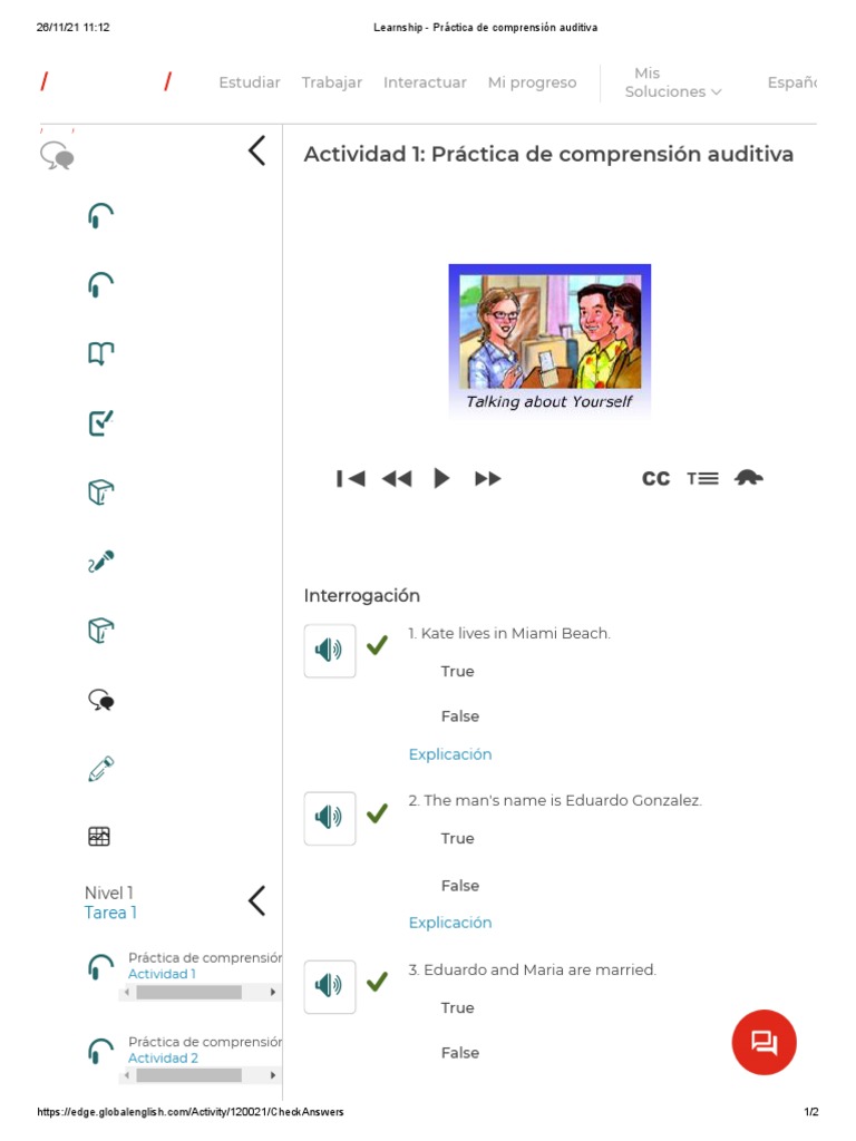 Learnship - Práctica de Comprensión Auditiva | PDF